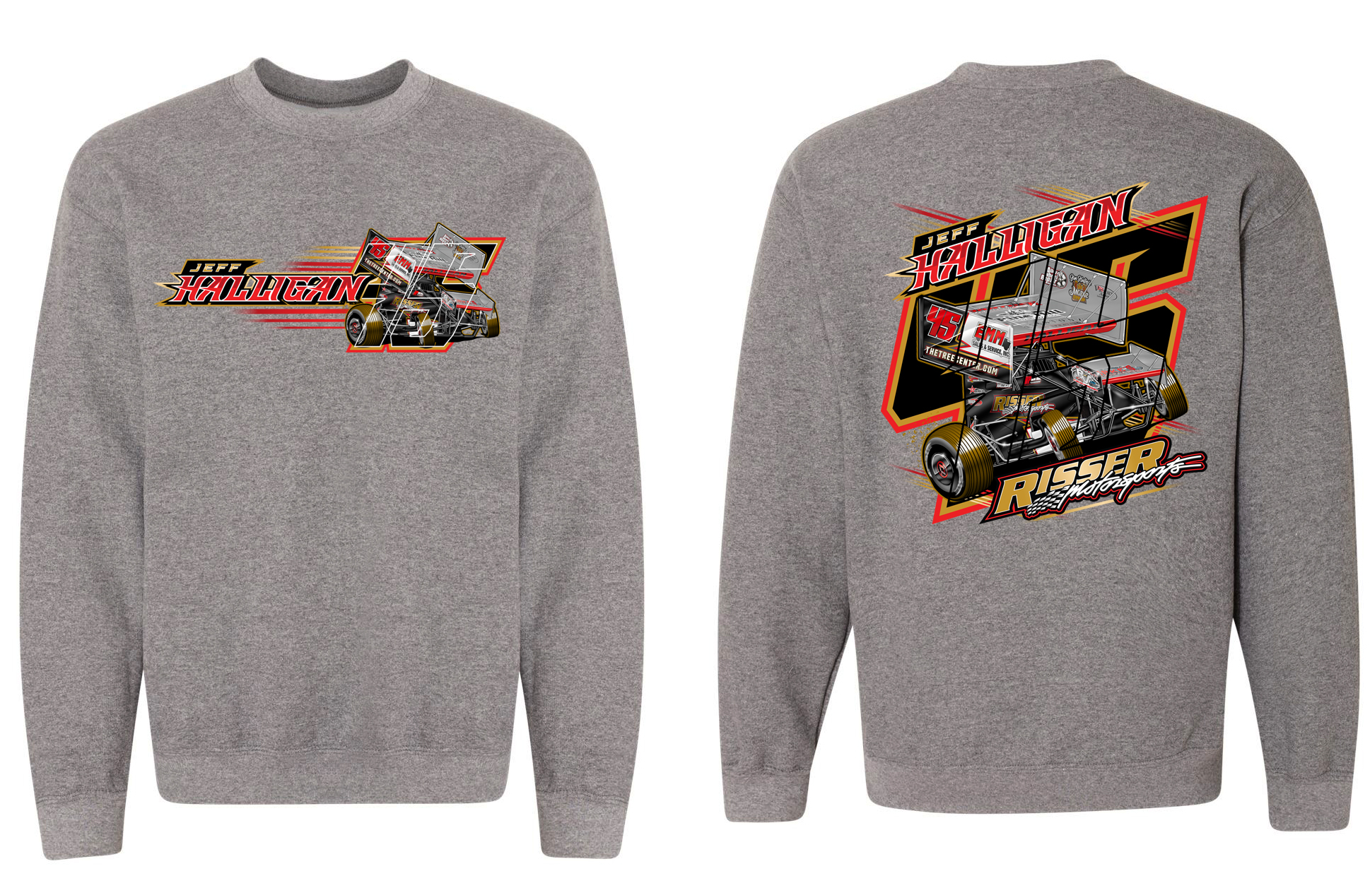 2023 - Gray Fast T Crewneck - Jeff Halligan Racing